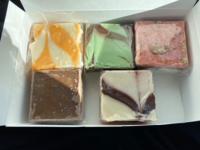 Five different fudge flavors in one box means never having to choose just one favorite, thank goodness.