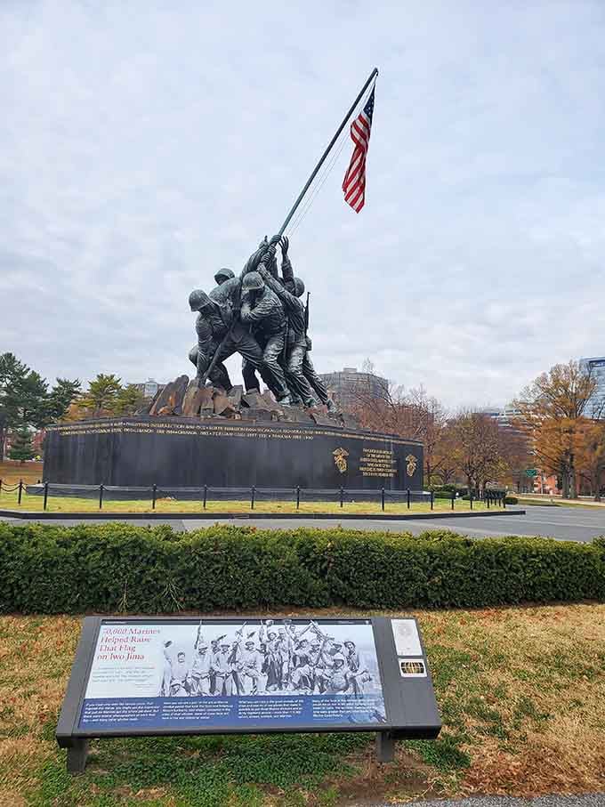 The Iwo Jima Memorial captures a moment of American history in bronze that photographs simply cannot do justice.