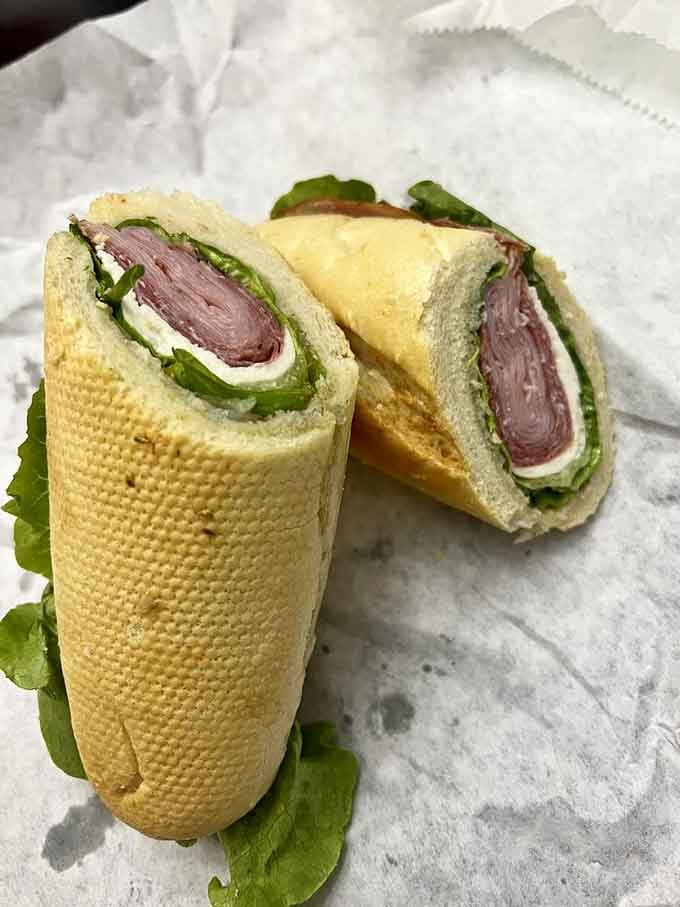 Behold the Nicoletta, rolled tight as a sleeping bag and stuffed with enough Italian meats to feed a small village.