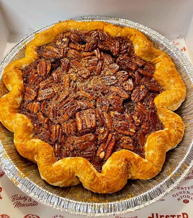 This pecan pie with its golden, fluted crust looks like something your coolest aunt would bring to Thanksgiving.