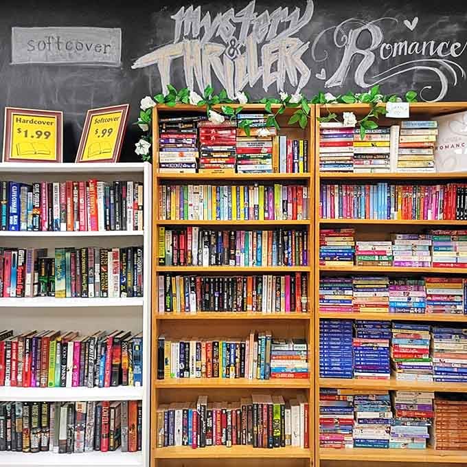 Mystery, thriller, and romance shelves that would make any bookworm cancel their afternoon plans immediately.