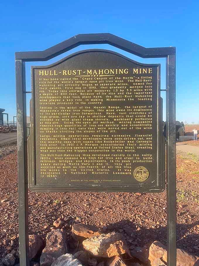 The historical marker that confirms you're not hallucinating: yes, this really is Minnesota's answer to the Grand Canyon.