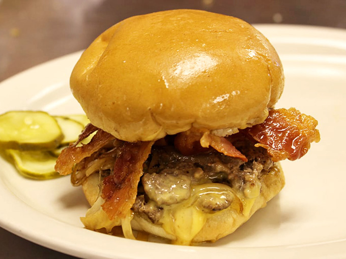 Double bacon cheeseburger with jalape&ntilde;os that'll make your taste buds stand up and salute.