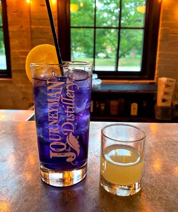 The Purple Rain cocktail looks like Prince himself approved the color scheme from his cloud-based headquarters.