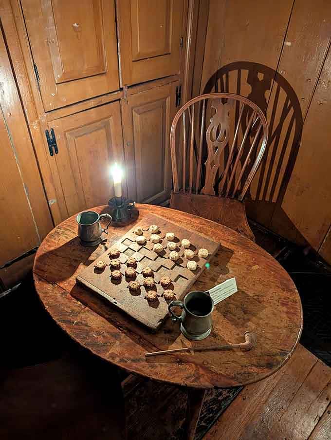 Colonial entertainment before Netflix: a candlelit checkers match that required actual human interaction and strategic thinking.