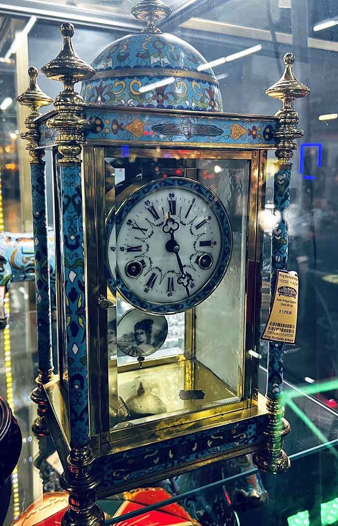 That ornate clock proves our ancestors believed even telling time deserved a touch of elegance and drama.