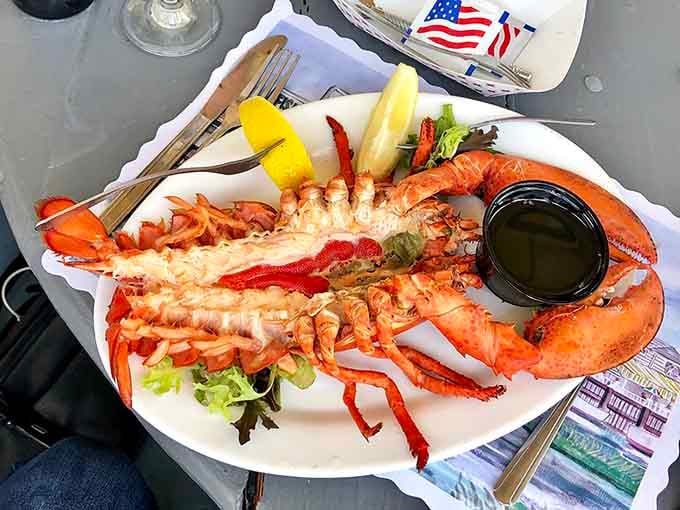 Behold the lobster in all its crustacean glory, split and ready to deliver buttery satisfaction with every forkful.