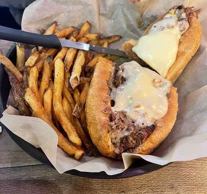 That brisket cheesesteak isn't playing around, folks, with hand-cut fries that prove frozen is never the answer.