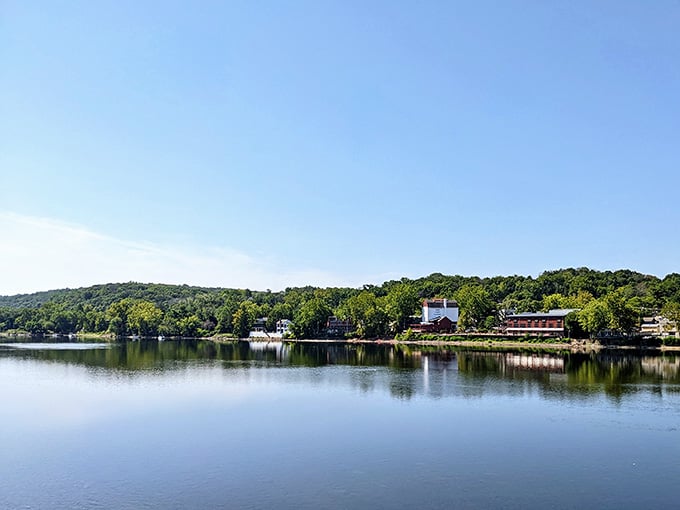 The Delaware River reflecting pure tranquility, nature's reminder that some things never go out of style.