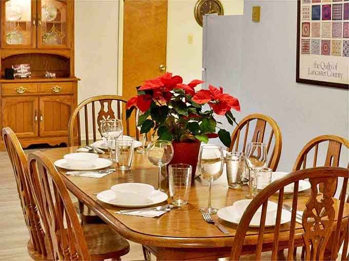 Gather around this welcoming dining table where every meal feels like a special occasion in the countryside.