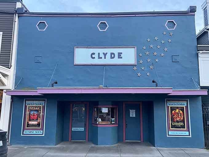The Clyde Theatre's retro facade proves that some stars shine brightest when they're painted on building walls.