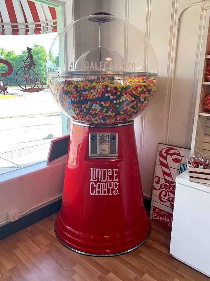 That giant gumball machine isn't just decoration, it's a beacon calling to your inner seven-year-old self.