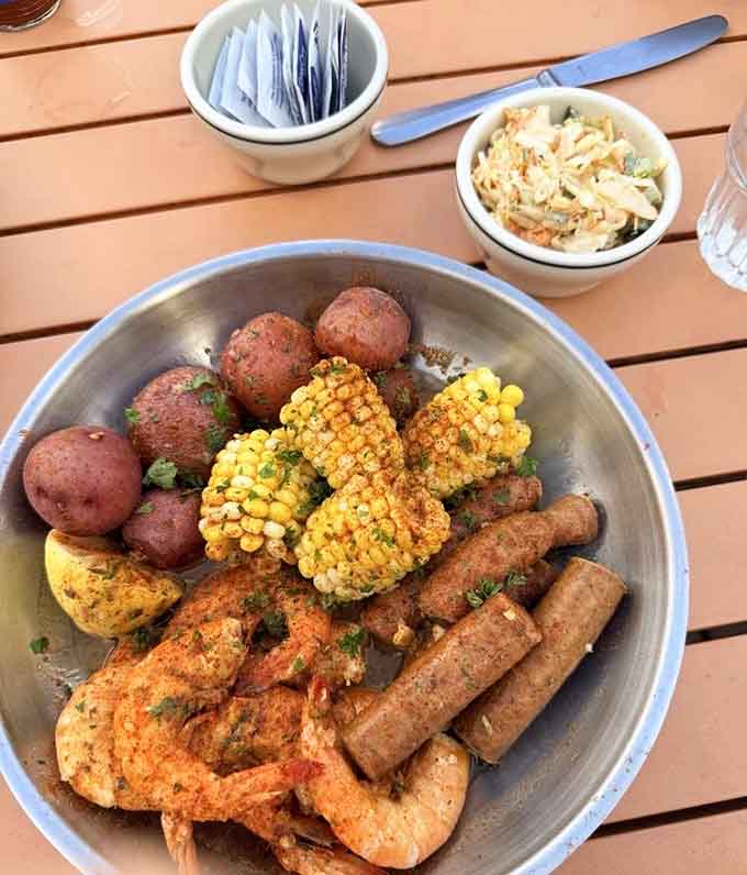 This seafood boil with corn and potatoes is what happens when the Gulf Coast comes to Birmingham.