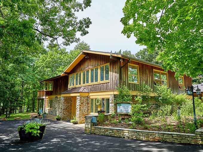 The historic home adds character to the landscape, proving that old and new can coexist beautifully in nature's living room.
