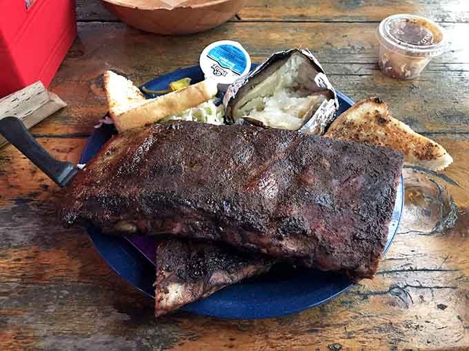 Behold: a full rack of ribs so magnificent it deserves its own zip code and possibly a parade.