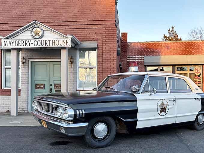That squad car isn't just for show; it's your ticket to a nostalgic tour around town.