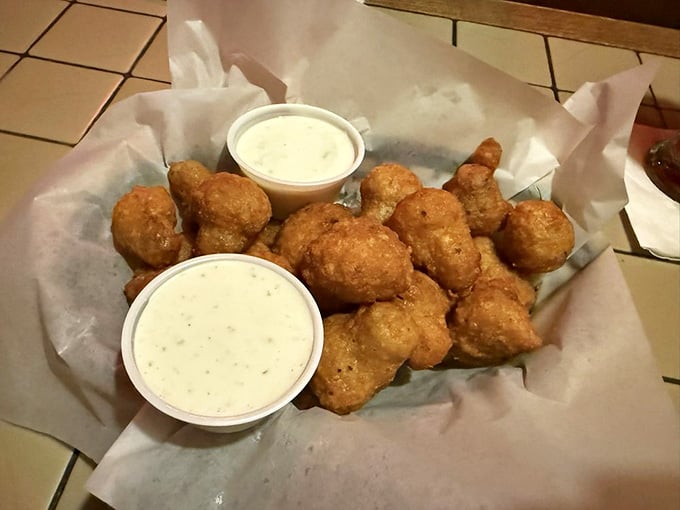 Golden fried mushrooms with ranch dressing prove that sometimes the simplest pleasures are the most satisfying ones available.
