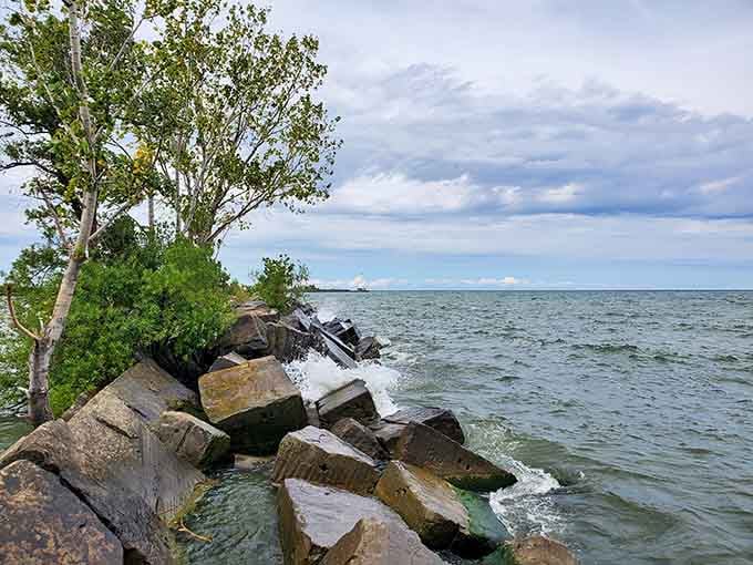 These breakwater rocks have been holding back Lake Erie's moods longer than your favorite weathered leather jacket.