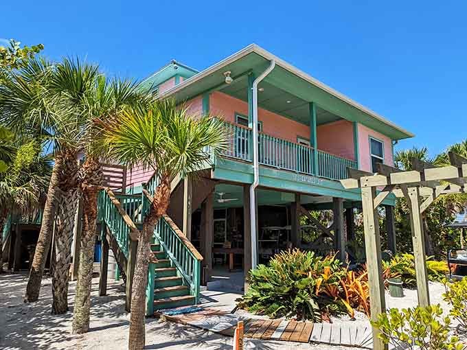 This cheerful pink cottage proves that some people take their tropical color palette very, very seriously indeed.