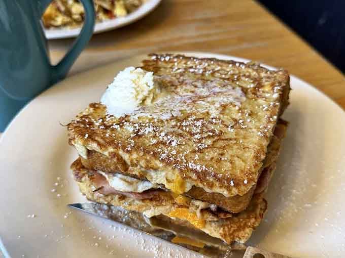 The French toast sandwich: because sometimes you need your breakfast to be both sweet and savory, like life itself.