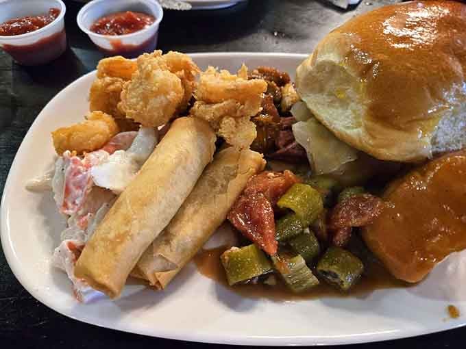 When your plate looks like a greatest hits album of Southern cooking, you know you're doing lunch right.