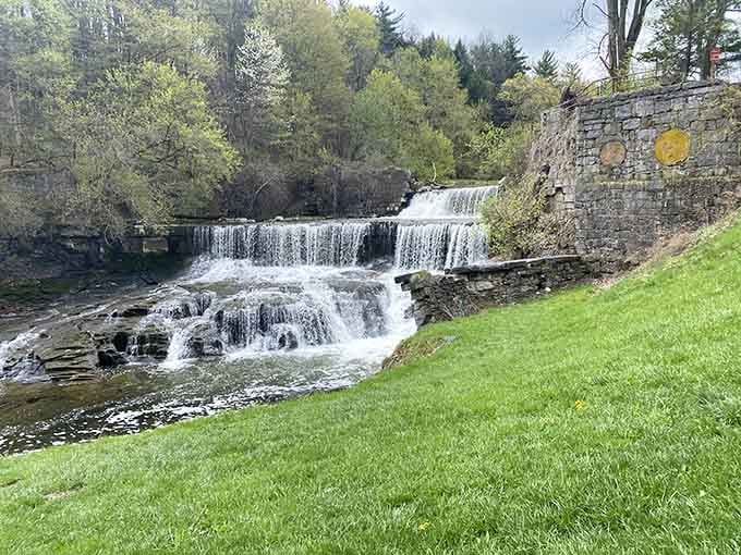 Seneca Mill Falls cascades like nature's own stress-relief machine, conveniently located right in town where you need it most.