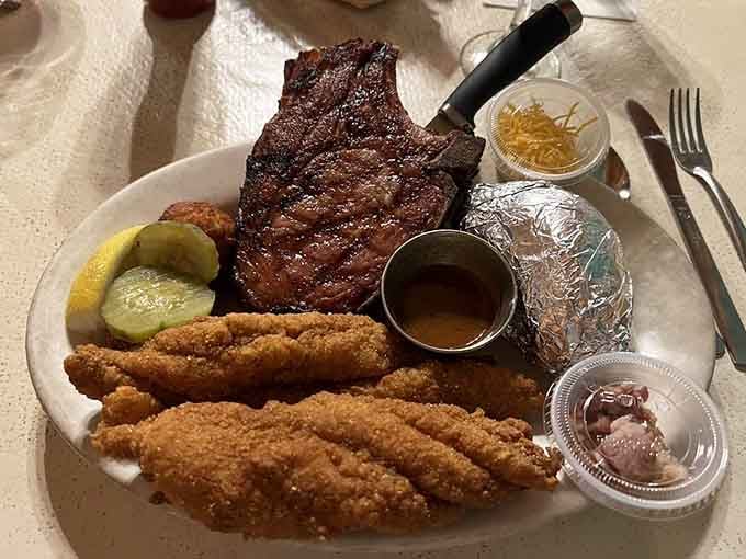 When you can't decide between land and sea, this plate solves your dilemma with style and substance.