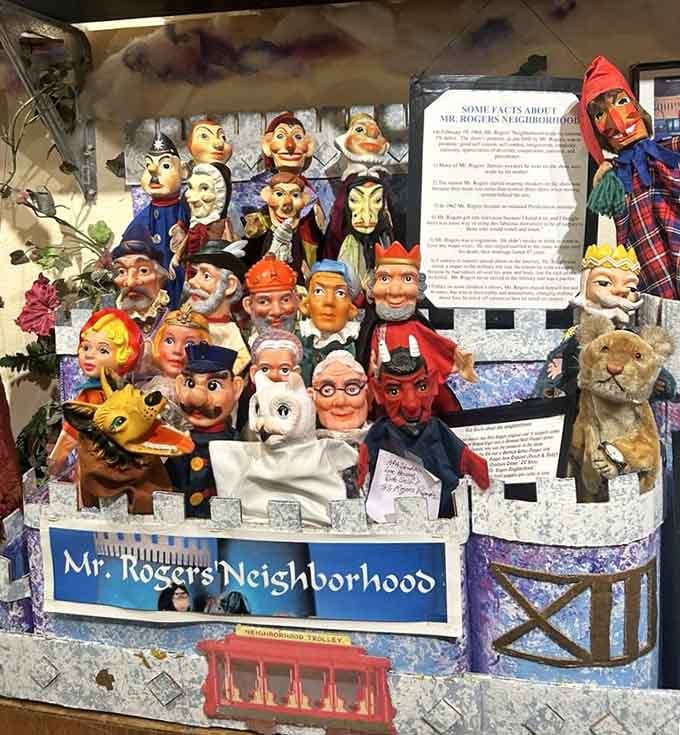 Mr. Rogers' entire neighborhood showed up for this reunion, and they brought their trolley with them.
