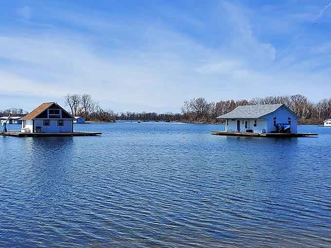 Those houseboats floating peacefully on the bay prove that some folks take "waterfront property" very seriously around here.