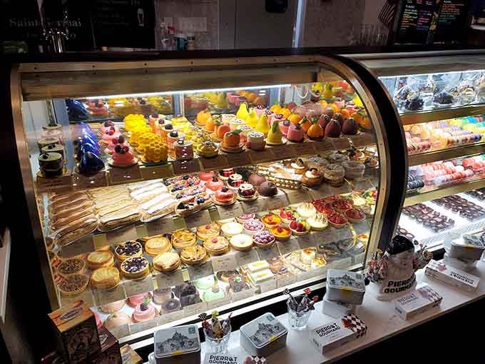 A dessert case so colorful it makes choosing just one feel like an impossible life decision.