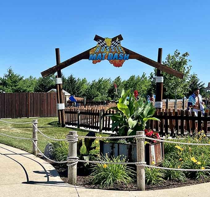 The Aussie Mat Dash entrance beckons with promises of speed, competition, and bragging rights for the whole family.