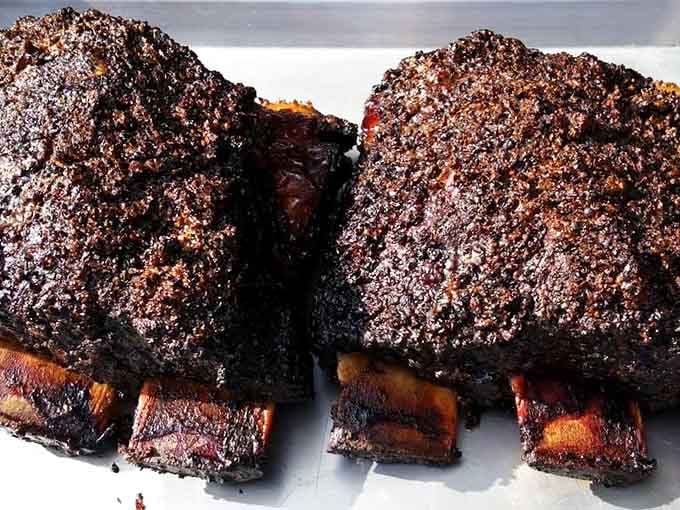 These beef ribs have the kind of bark that makes you forget all about your neighbor's yappy poodle.