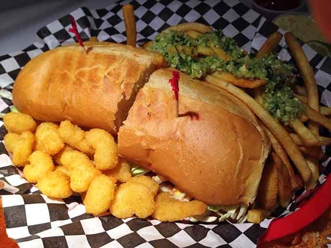 Golden fried perfection meets plump shrimp in this po' boy that'll transport you straight to the Louisiana bayou.