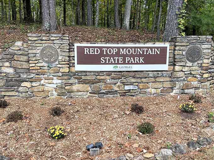 The official welcome sign, proving you've arrived at Georgia's answer to year-round outdoor happiness.