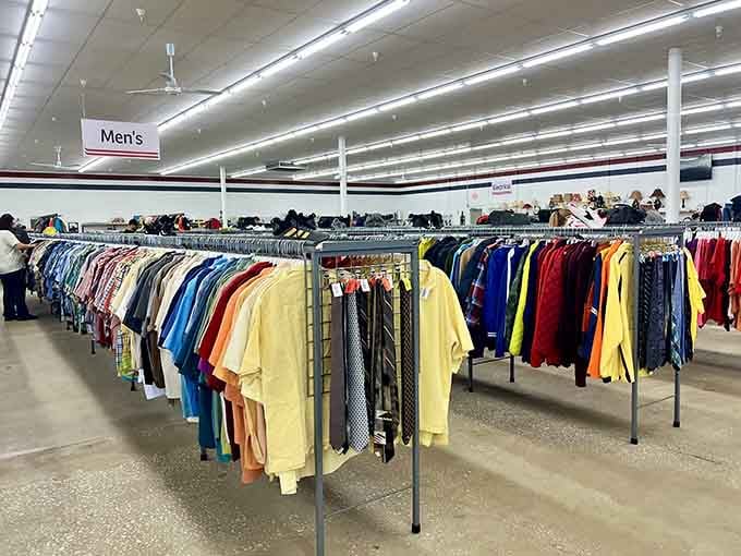 Men's clothing organized by hue means finding that perfect shirt just got a whole lot easier.