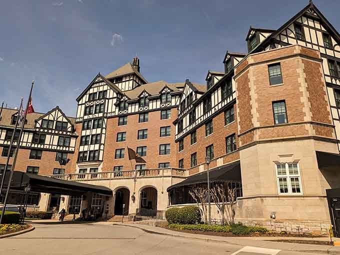 The Hotel Roanoke's Tudor-style architecture looks like it wandered off a European postcard and decided to stay.