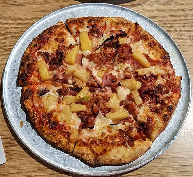 Hawaiian pizza that settles the pineapple debate once and for all: yes, it absolutely belongs here.
