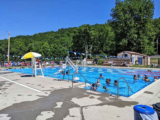 Summer in Rosendale means the public pool becomes the town's social hub, where everyone's equally chlorinated and happy.