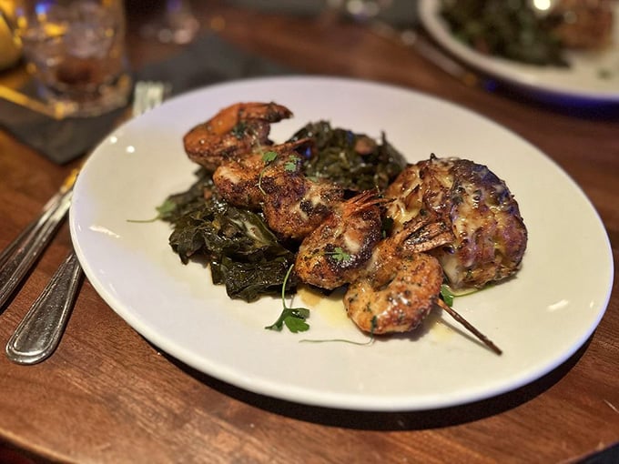 Grilled shrimp over greens proves that healthy eating doesn't have to mean sacrificing flavor or fun.