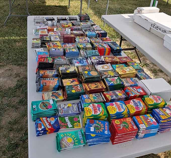 Vintage trading cards lined up like edible memories from childhood, minus the stale bubblegum but full of nostalgia.