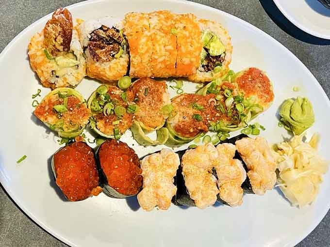 When your sushi platter arrives looking like it could feed a small wedding reception, you know you're home.