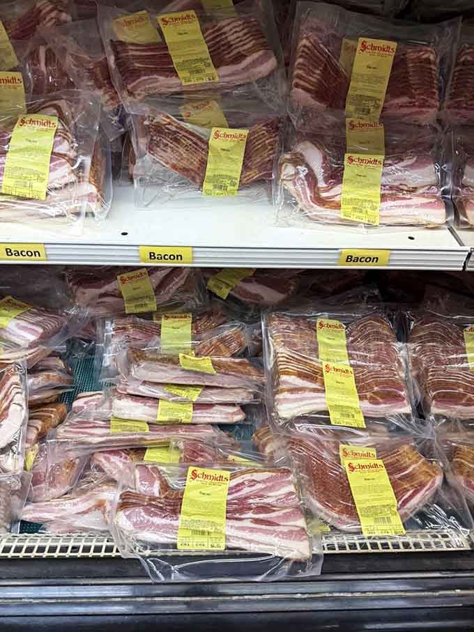 Schmidt's bacon selection proves that breakfast's most important decision deserves this much dedicated freezer space and variety.