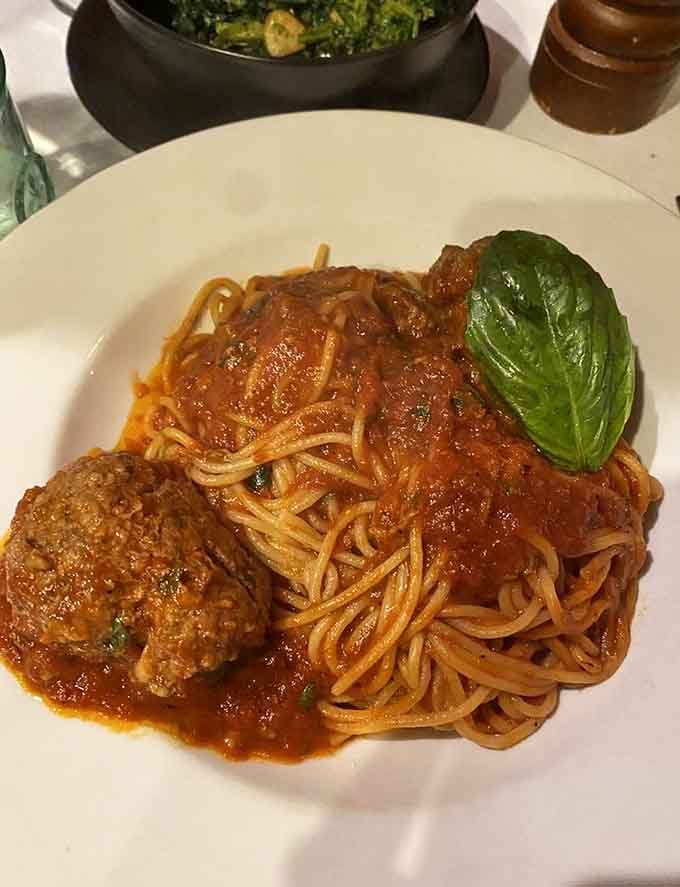 Spaghetti and meatballs that look this good should come with a warning label for hungry bystanders nearby.