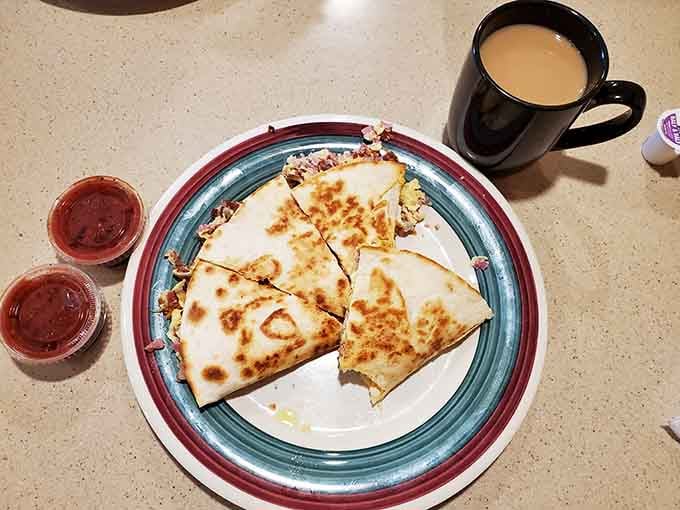 Golden, griddled perfection stuffed with eggs and cheese, proving breakfast quesadillas deserve more respect than they get.