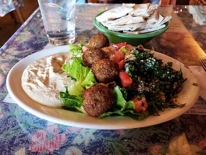 Golden falafel, vibrant tabuli, and warm pita&mdash;this plate proves that vegetarian food can absolutely steal the show.