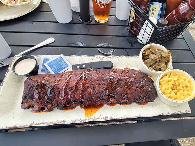 Behold: a full rack of ribs so tender they're practically waving the white flag of surrender.
