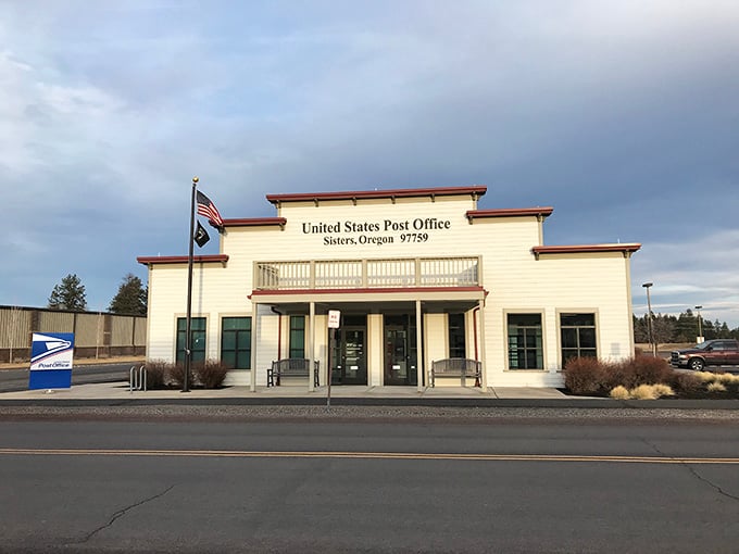 Even the post office gets the Western treatment, proving Sisters takes its theme seriously from stamps to scenery.