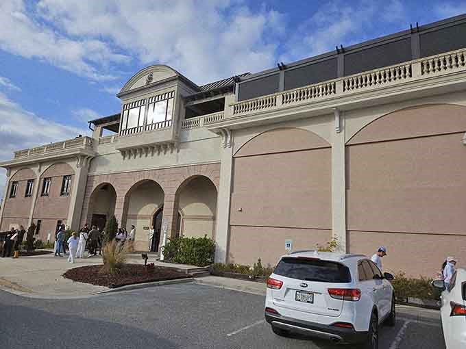 San Sebastian Winery's elegant facade hints at the sophisticated pleasures waiting inside those Mediterranean-inspired walls.