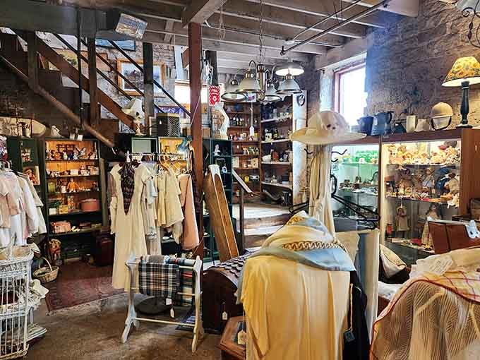 Inside, vintage treasures stack up like your grandmother's attic met a museum and decided to throw a sale.