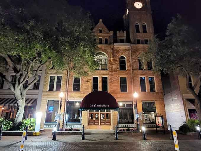 The Sumter Opera House stands illuminated at night like a beacon of culture in the heart of downtown.